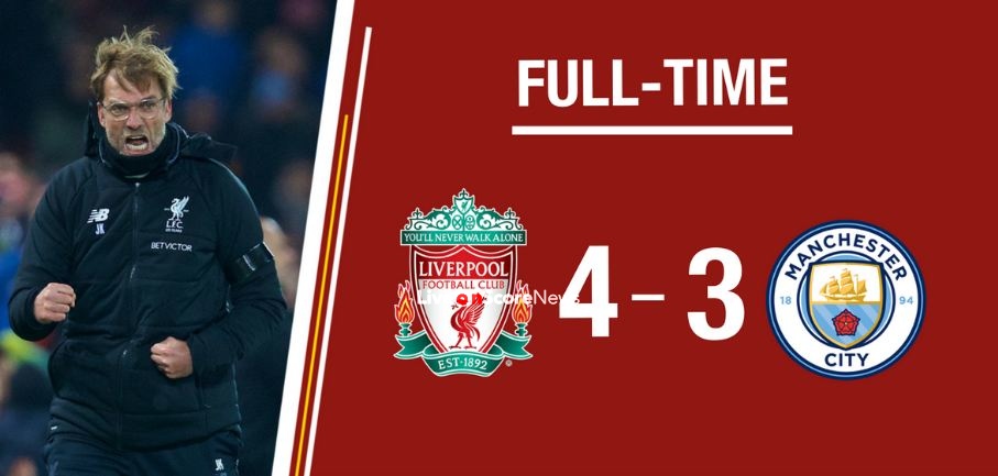 Liverpool 4 3 Manchester City Full Highlights Premier League 2018